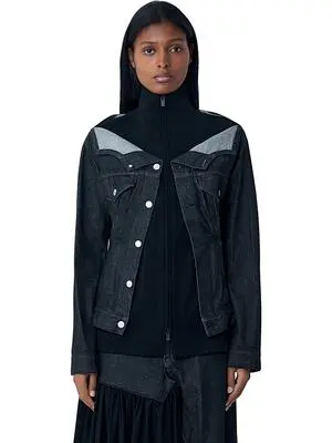Yohji Yamamoto Paneled Denim Jacket - Black