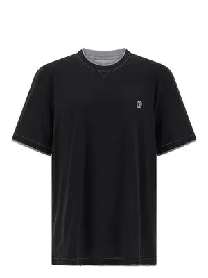 Brunello Cucinelli Double Layer T-shirt - Black