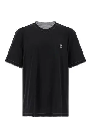 Brunello Cucinelli Double Layer T-shirt - Black