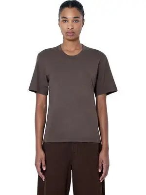 LEMAIRE Cotton Jersey Rib T-shirt - Brown