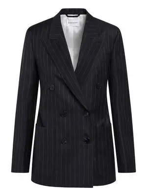 Givenchy GIVENCHY Double-Breasted Pinstripe Wool Jacket Blue