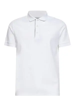 Burberry White Cotton Pique Polo Shirt With Ekd Embroidery - Multicolor