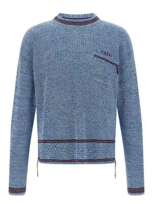 Marni Mending Cotton Sweater - Blue