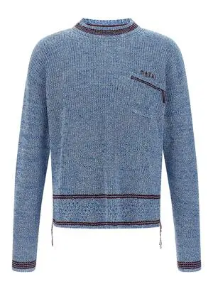 Marni Mending Cotton Sweater - Blue