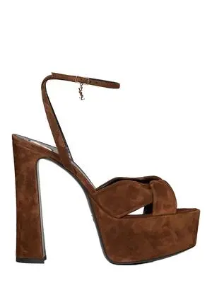 Saint Laurent Saint Laurent Women Dark Havana Suede Franciane Platform Sandals Multicolor