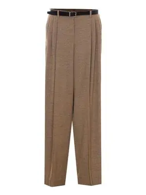 Dolce & Gabbana Tweed Effect Wide Trousers - Brown
