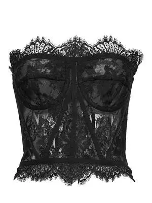 Dolce & Gabbana Black Chantilly Lace Bustier - Multicolor