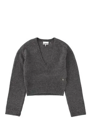 GANNI GANNI V-Neck Wool Blend Sweater Multicolor