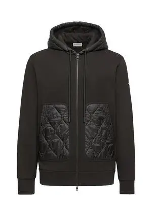 Moncler Quilted Panel Zip-up Hoodie - Black