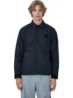 Stone Island Button-up Nylon Jacket - Black