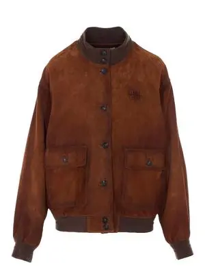 Miu Miu Waxed Suede Jacket - Brown