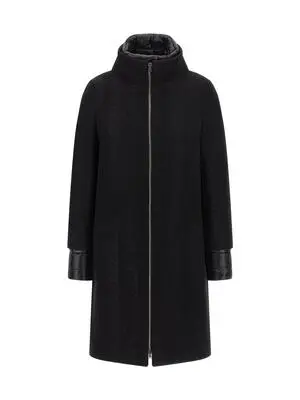 Herno Lamé Thread And Wool Coat - Black