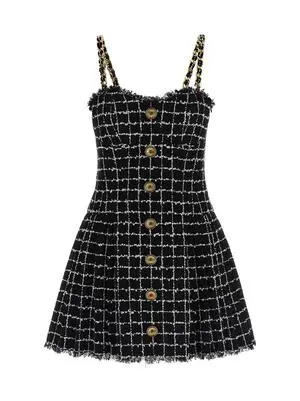 Balmain Tweed Check Mini Dress - Black