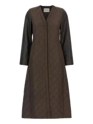 Max Mara Berta Long Quilted Coat - Brown