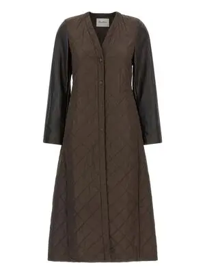 Max Mara Berta Long Quilted Coat - Brown