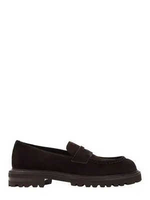Giorgio Armani Suede Penny Loafer - Brown