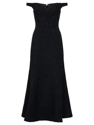 SELF-PORTRAIT Lamé Bouclé Off-the-shoulder Midi Dress - Multicolor