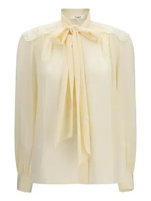 Chloé CHLOÉ Embroidered Shoulder Bow Blouse Multicolor
