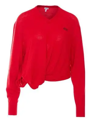 Loewe Logo Monogram Draped Sweater - Red