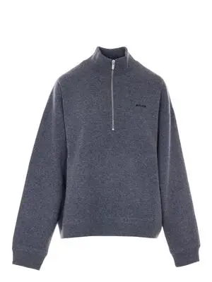 Miu Miu Half Zip Logo Sweater - Gray