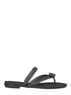 FERRAGAMO Black Rubber Vara Bow Thong Sandals - Multicolor