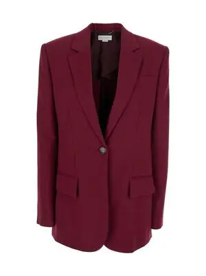 Stella McCartney Bordeaux Single-breasted Jacket With Notched Revers In Cotton Blend - Multicolor