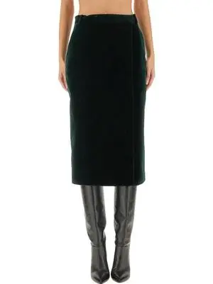 SAINT LAURENT Saint Laurent Velvet Crossover Midi Skirt