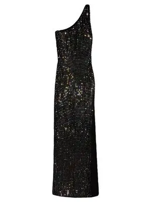 Gucci Crystal Embroidered Asymmetric Dress - Black