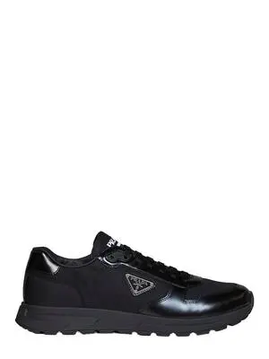 Prada Calzature Black Re-nylon And Brushed Leather Prax 01 Sneakers - Multicolor
