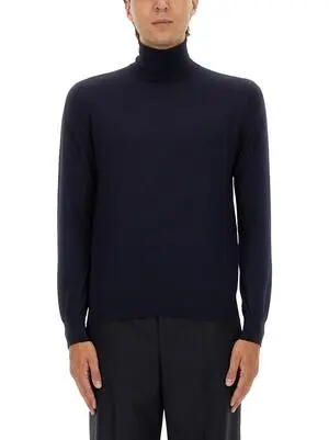 Saint Laurent Cashmere Wool Silk Turtleneck Pullover - Blue