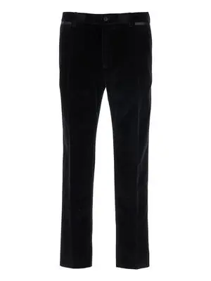 Dolce & Gabbana Black Pants With Belt Loops In Velvet Stretch - Multicolor