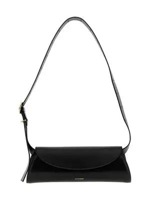 JIL SANDER Cannolo Small Leather Shoulder Bag - Black