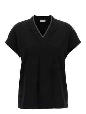 Brunello Cucinelli Monile V-neck T-shirt - Black