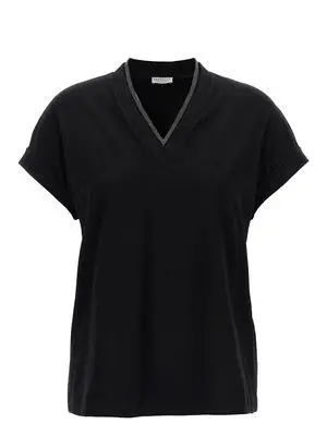 Brunello Cucinelli Monile V-neck T-shirt - Black