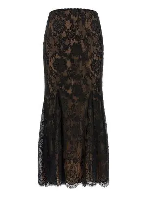 SELF-PORTRAIT Lace Midi Skirt - Black