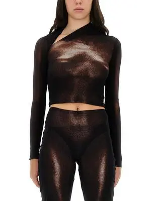 JEAN PAUL GAULTIER Body Dust Print Top - Brown