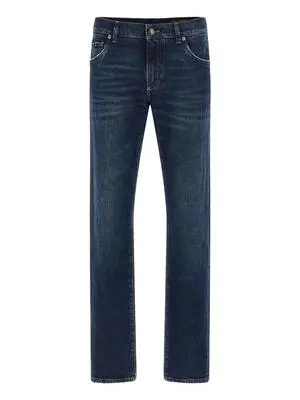 Dolce & Gabbana Logo Plaque Jeans - Blue