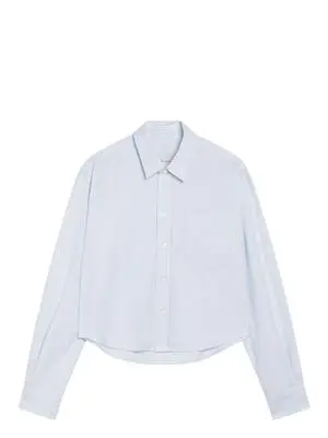 AMI Ami Paris Blue/White Striped Ami De Cå“Ur Cropped Shirt Women