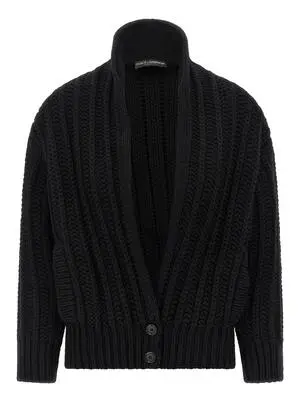 Dolce & Gabbana Virgin Wool Shawl Collar Cardigan - Black