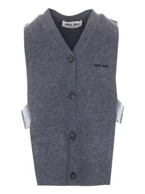 Miu Miu Cashmere Vest Cardigan - Gray