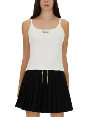 Versace Cotton Blend Tank Top - White