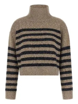 Brunello Cucinelli Striped Wool And Cashmere Blend Sweater - Multicolor