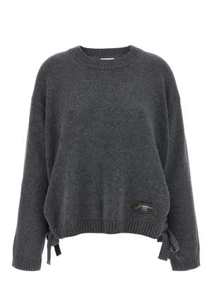 GANNI GANNI Side Laces Sweater Gray
