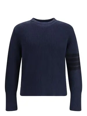 Thom Browne Cotton Crewneck Sweater - Blue