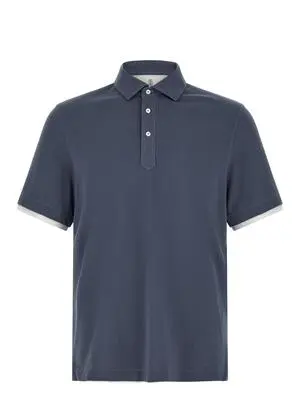 Brunello Cucinelli Double Layer Polo Shirt - Blue
