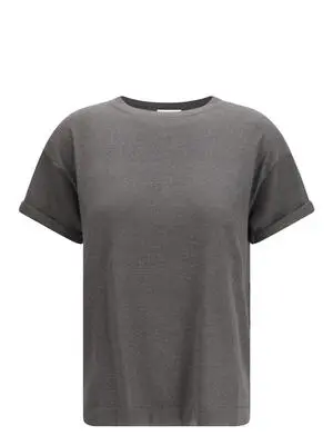 Brunello Cucinelli BRUNELLO CUCINELLI Cashmere Glitter T-Shirt Gray