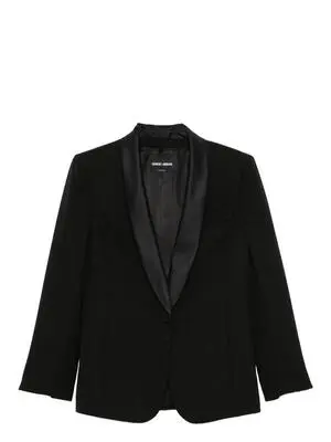 Giorgio Armani Silk Blend Single-breasted Blazer - Black