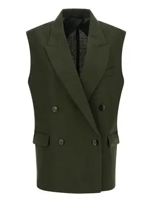 Max Mara Mstaia Linen Waistcoat - Green