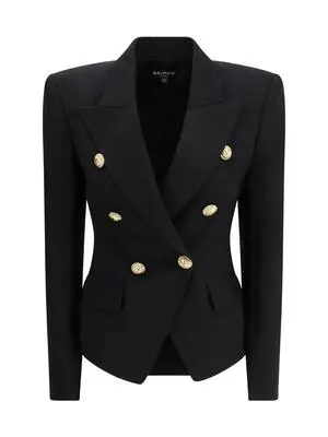 Balmain Grain De Poudre Fitted Jacket - Black