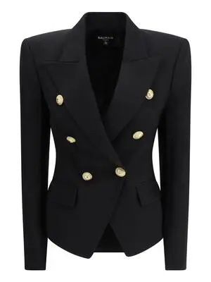 Balmain Grain De Poudre Fitted Jacket - Black